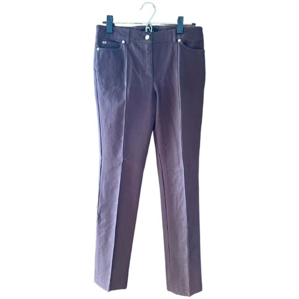 Escada Dark Brown Stretch Cotton Trousers Pants - Gem